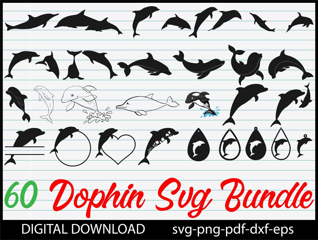 Dolphin Svg Bundle Dolphin Clipart Dolphin Png Dolphin - Etsy