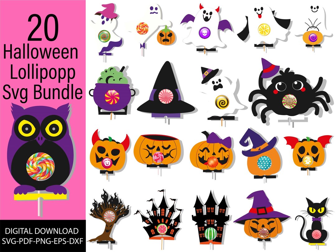 Halloween Lollipop Holder SVG, Layered Lollipop Holder Cutting File, Halloween Trick or Treat ...