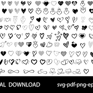 Coeur Svg Bundle, coeur Svg, svg coeur dessiné à la main, coeur ouvert ...