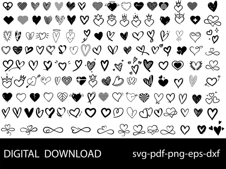 Herz-Svg-Bundle, Herz-Svg, handgezeichnetes Herz-Svg, offenes Herz-Svg ...