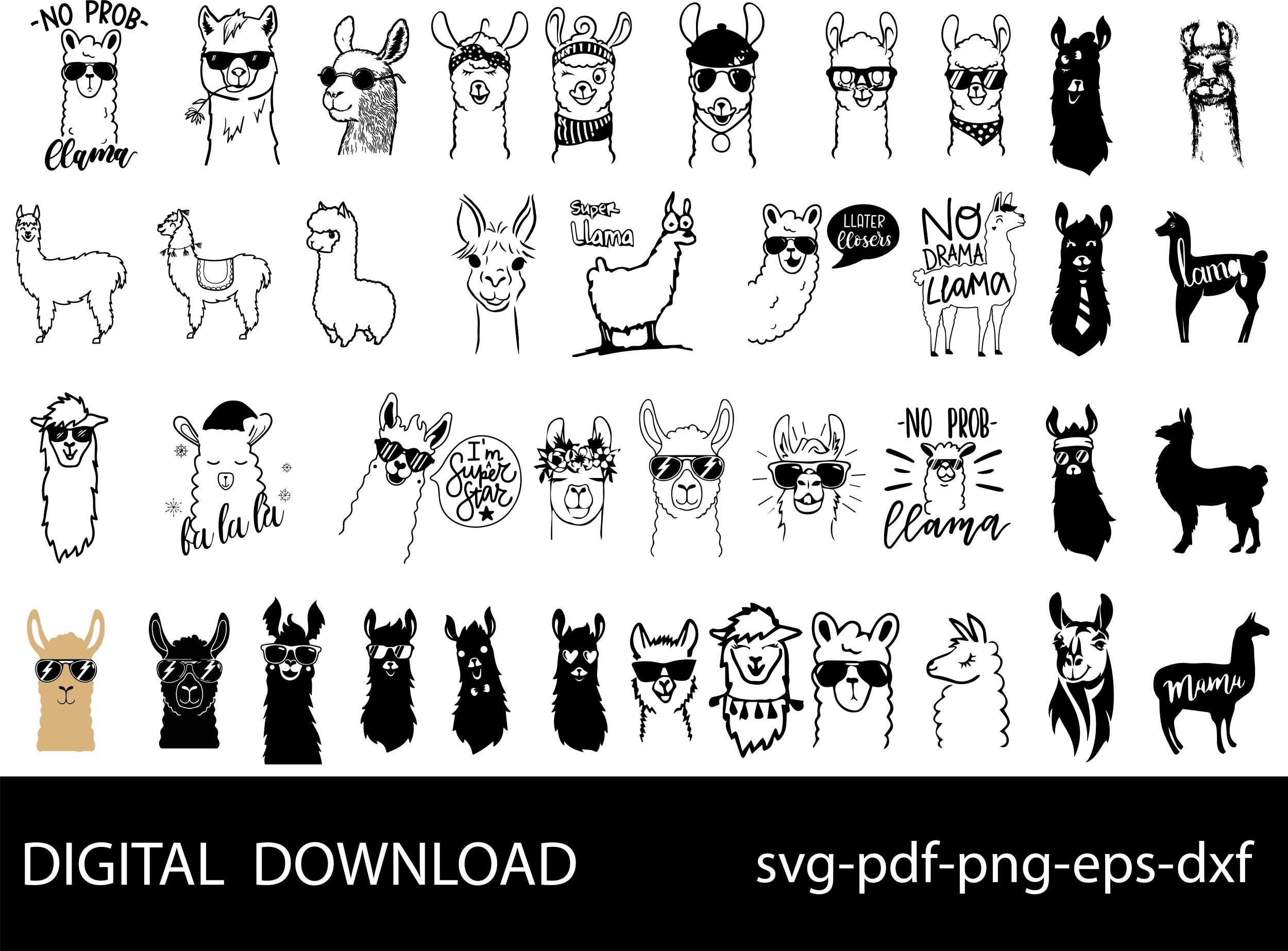 Lama SVG Bundle, Lama mit Blumen svg, No Drama Llama svg, Be Llamazing ...