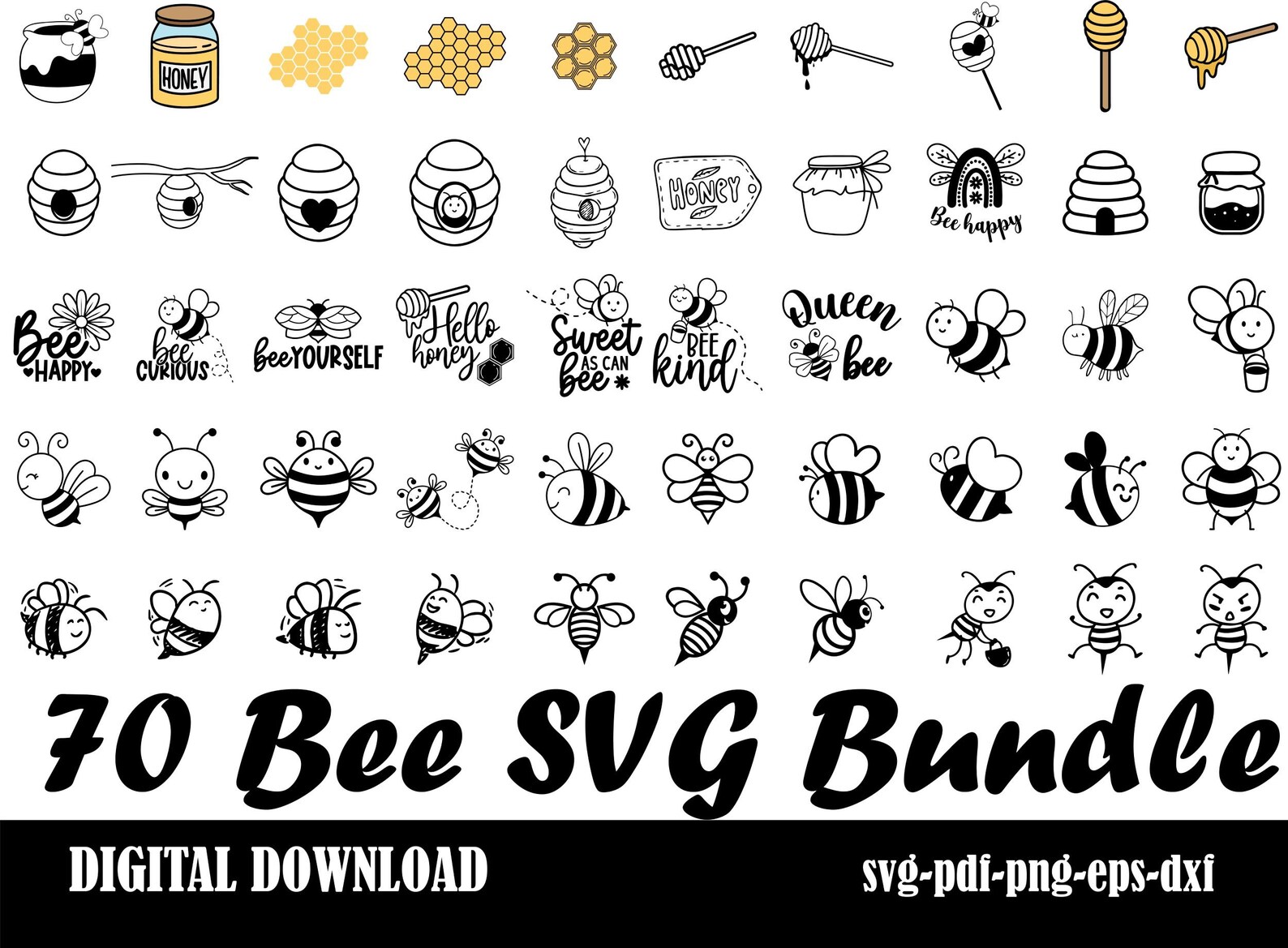 Biene SVG Bundle, Bumble Bee Svg, Honigbiene Svg, Biene PNG, Biene Art ...