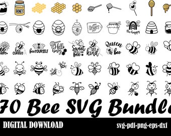 Bee SVG Bundle, Bumble Bee Svg, Honey Bee Svg, Bee PNG, Bee Kind Svg ...