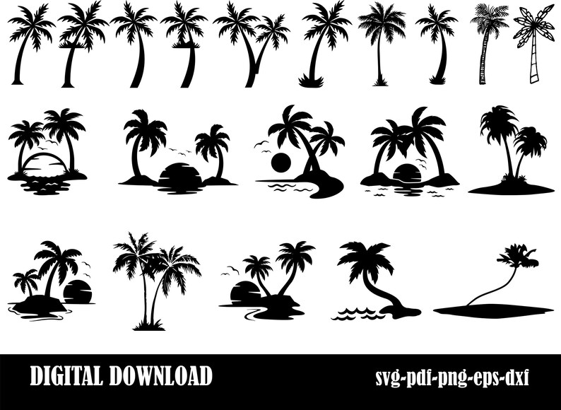 70 Palm Tree Svg Palm Tree Silhouette Palm Tree Cut Files - Etsy