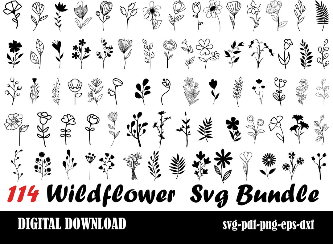 Wildflower Svg Bundle Flower Svg Floral Svg Bundle Etsy Uk