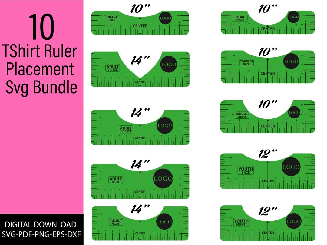 Tshirt Ruler Printable Bundle, Tshirt Alignment Tool Template, Tshirt ...