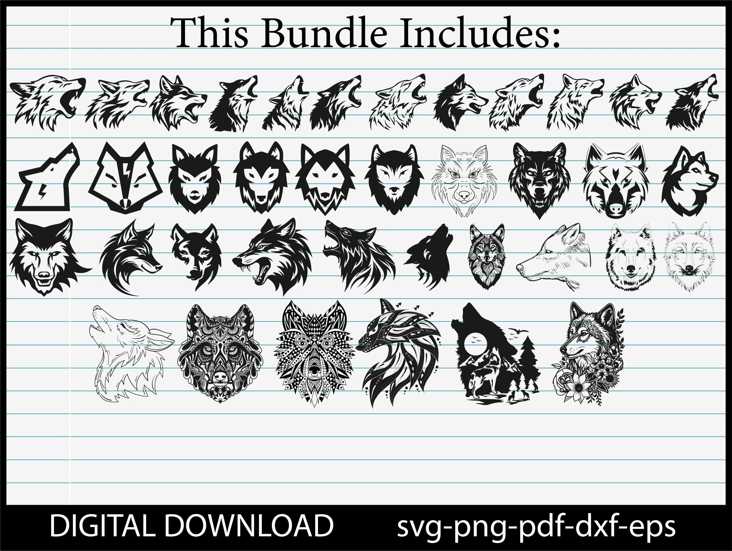 Wolf SVG Bundle Wolf PNG Bundle Wolf Clipart Wolf SVG Cut - Etsy