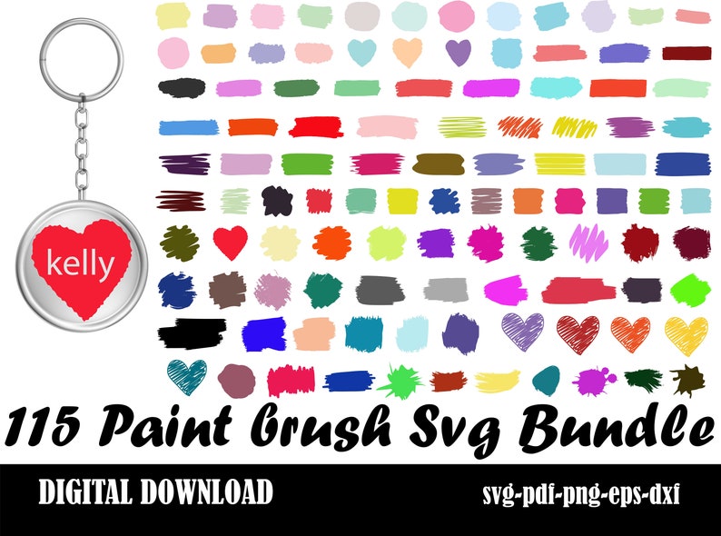 Paint Brush Stroke Svg Bundle Hand Drawn Keychain Svg Png - Etsy