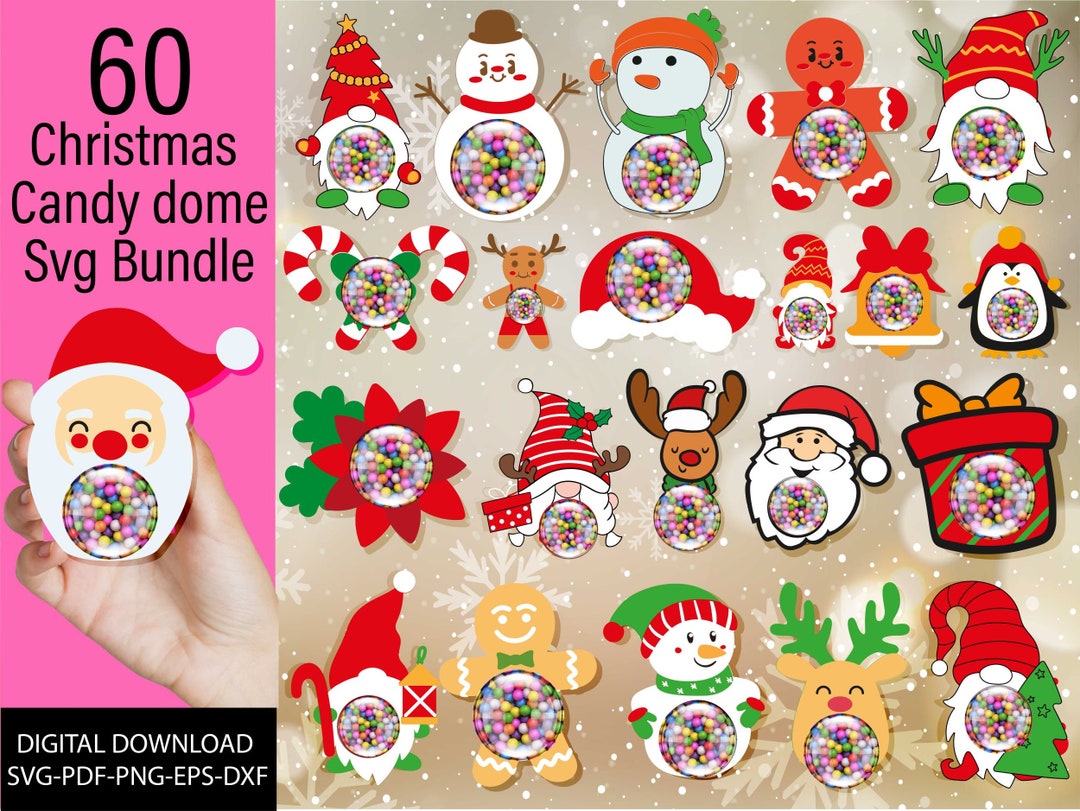 60 Christmas Candy Dome SVG Bundle, Candy Ornaments SVG, Chocolate ...