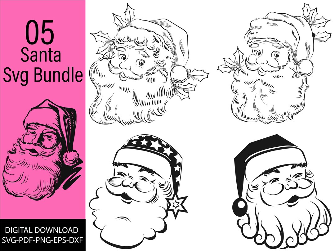 Vintage Santa Svg, Old School Santa, Santa Face Svg, Christmas Svg ...