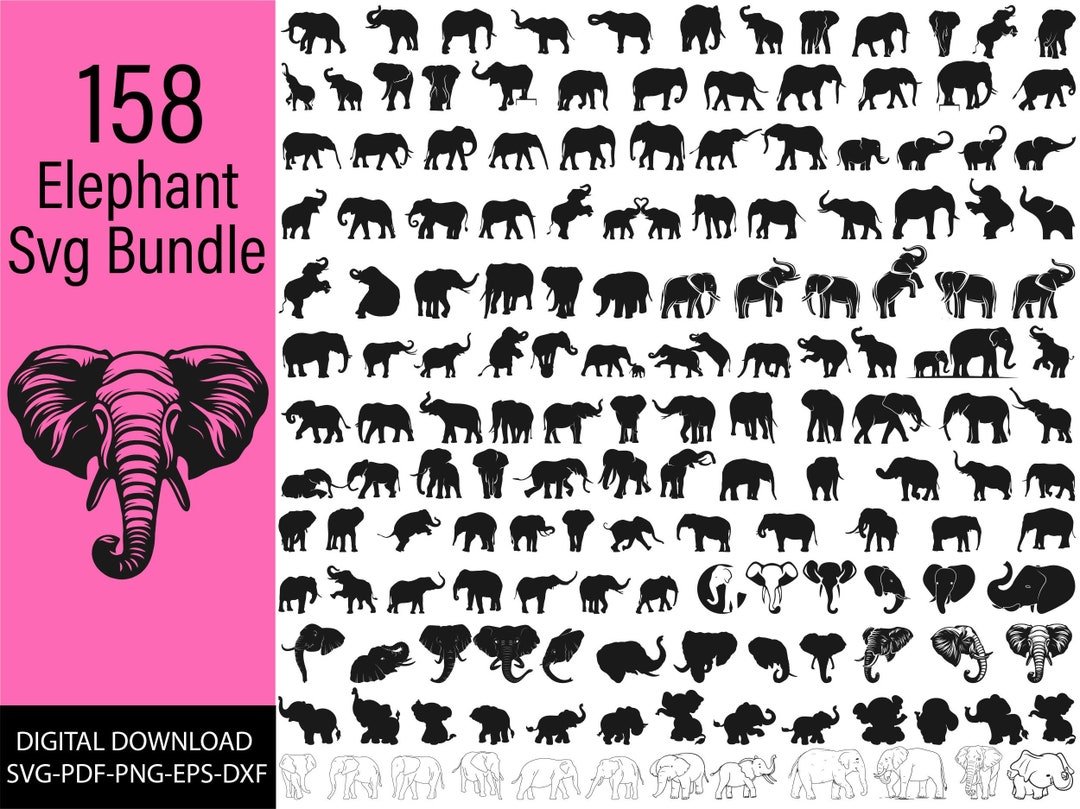 Elephant SVG Bundle, Cute Elephant Svg, Elephant Clipart, Elephant SVG ...