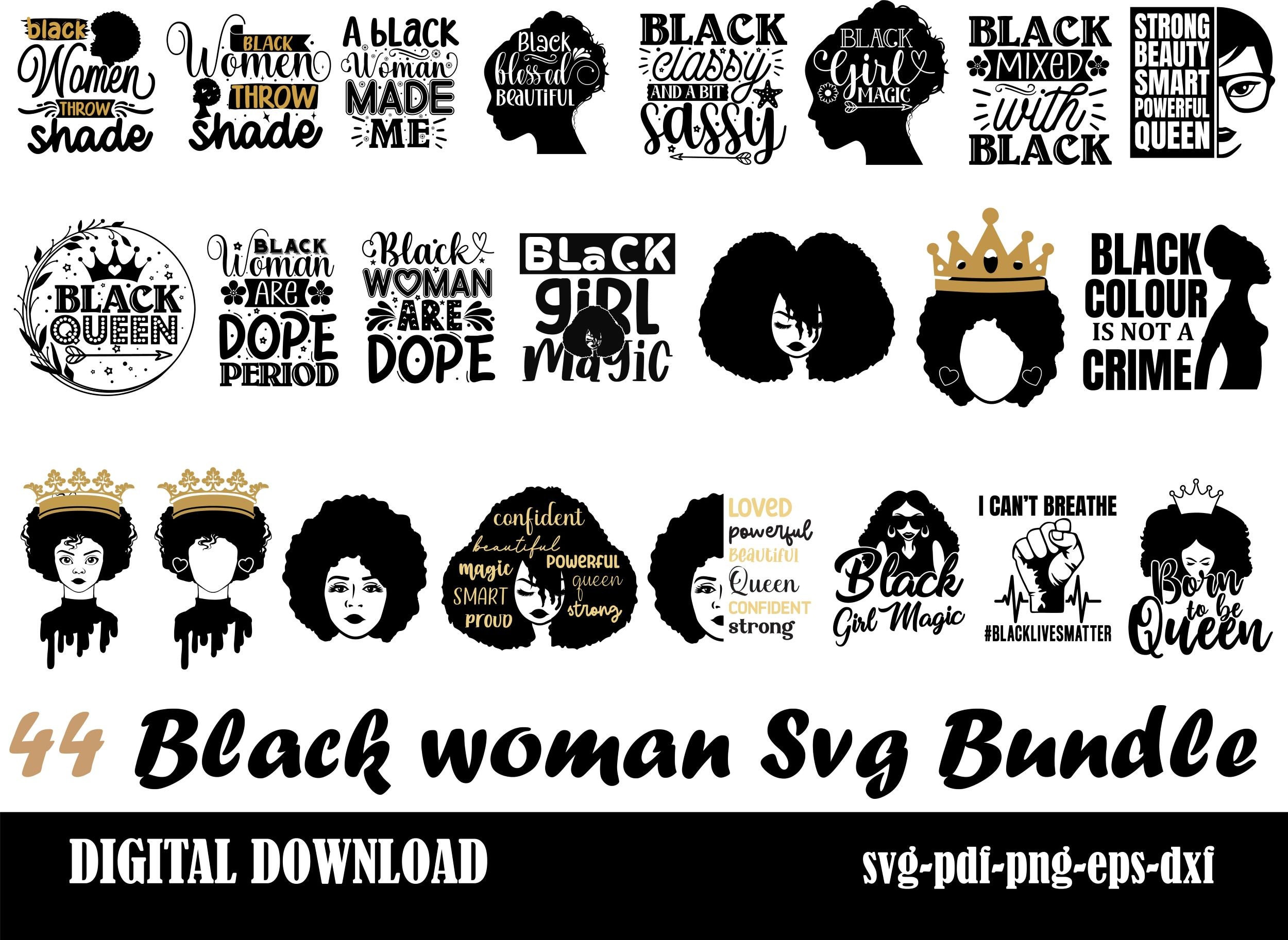 Black Woman Svg Black Girl Magic Svg Bundle Boss Lady Svg Etsy Uk