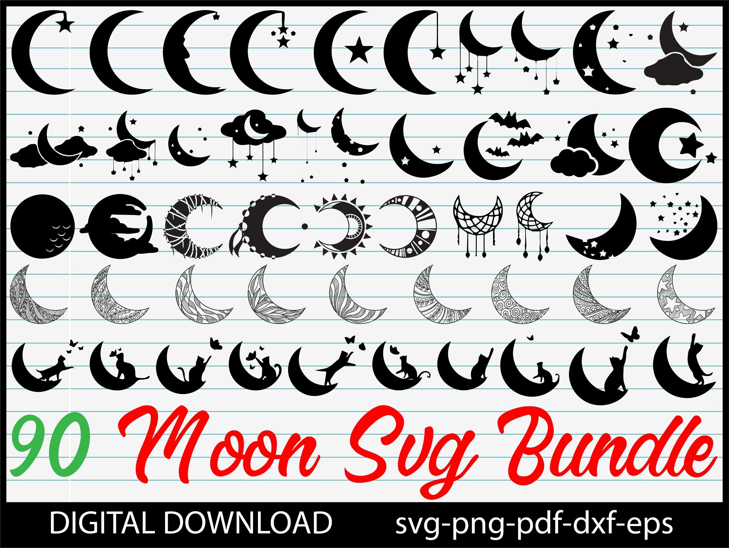 Moon SVG Bundle Moon PNG Moon Clipart Moon SVG Cut Files - Etsy Canada
