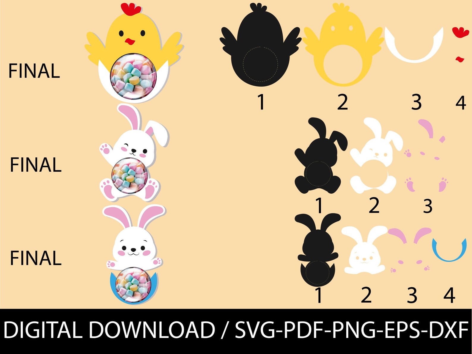 Easter Candy Dome SVG Bundle, Easter Candy Holder SVG, Bunny Candy ...