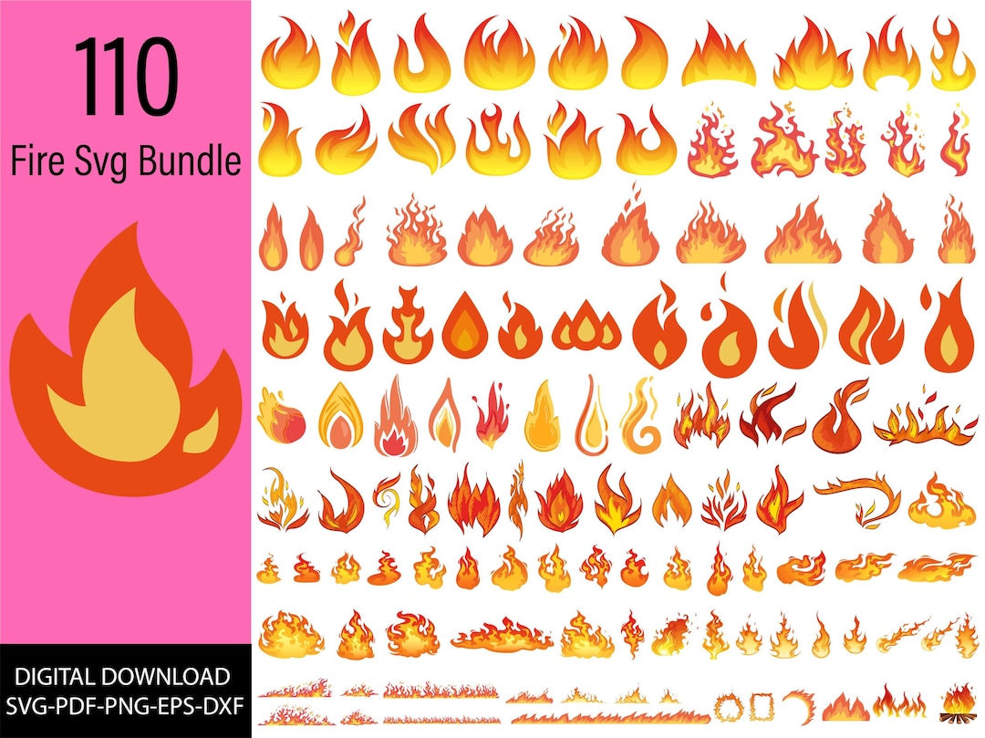 Fire SVG Bundle, Fire Clipart, Fire Svg Files, Fire Flames Svg, Flames ...