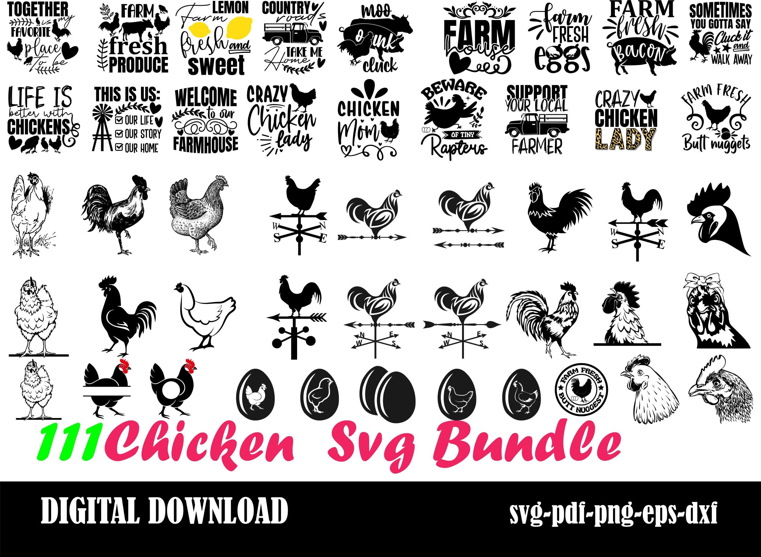 Chicken Svg Bundle Hand Drawn Hen Svg Rooster Svg Funny - Etsy UK