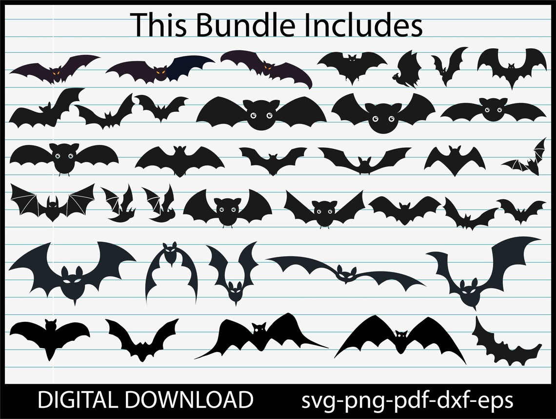 Bat SVG Bundle Halloween Bat SVG Bat Halloween Night Bat - Etsy