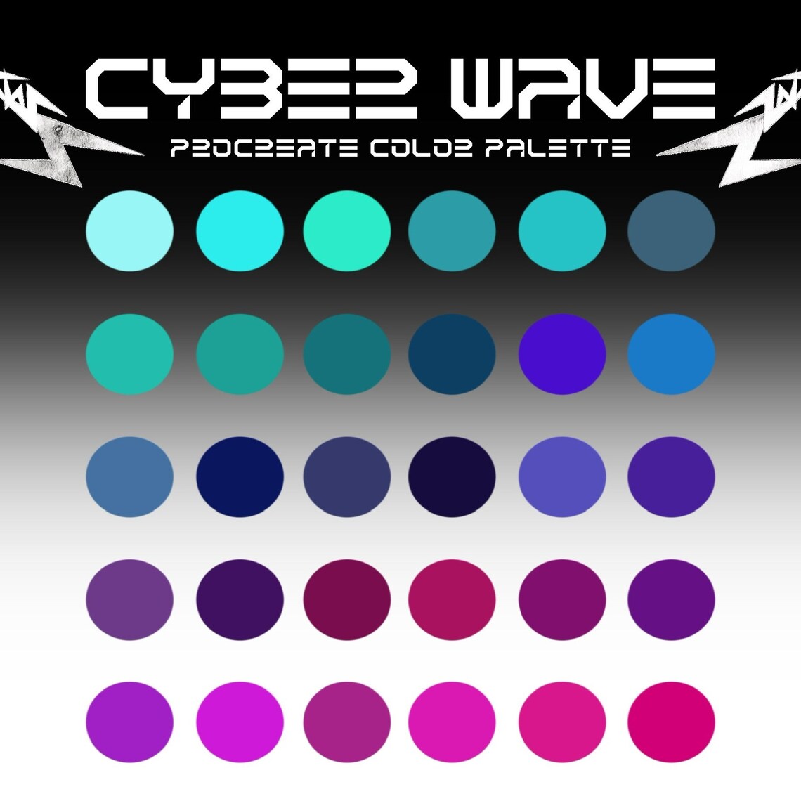 Procreate Color Palette - Cyber Wave | Color Swatches | Digital ...