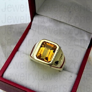 Anello da uomo con topazio giallo - Anello con pietra portafortuna di ...