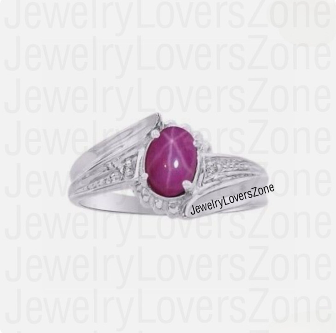 Pink Star Sapphire Ring in 925 Sterling Silver Ring Genuine Lindy Pink ...