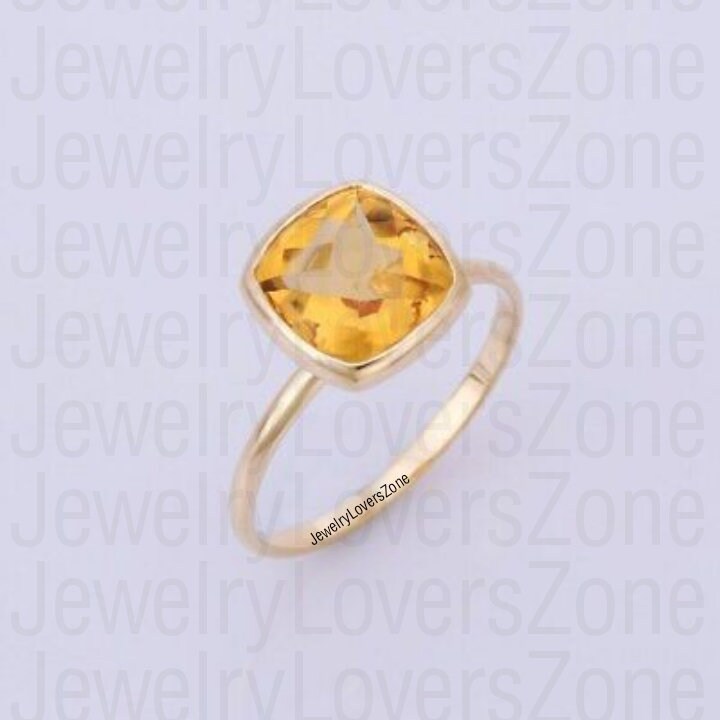 14k Rose Gold Yellow Topaz Ring Solitaire Golden Topaz Ring Topaz Stone Ring November