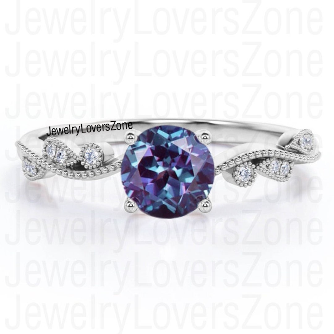 Alexandrite Promise Ring, Lab Created Color Changing Gemstone Ring ...