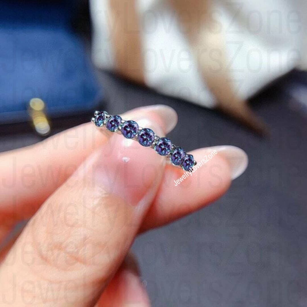 Alexandrite Wedding Band/eternity Band/3mm Half Eternity Alexandrite ...