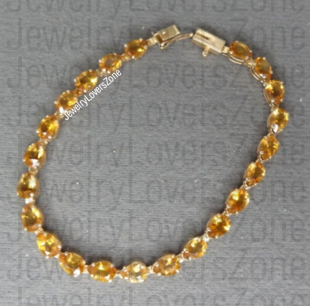 Teardrop Yellow Topaz Bracelet-tennis Golden Topaz Bracelet-925 Silver ...