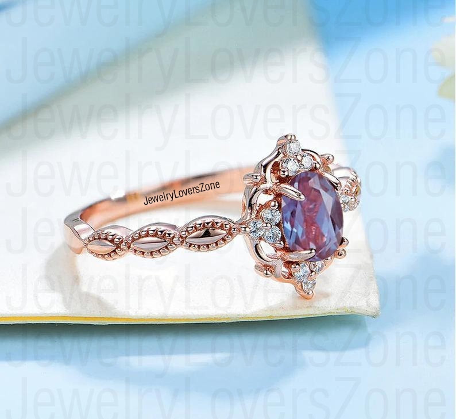 June Birthstone Ring Alexandrite Ring, Solitaire Alexandrite Ring, Oval ...