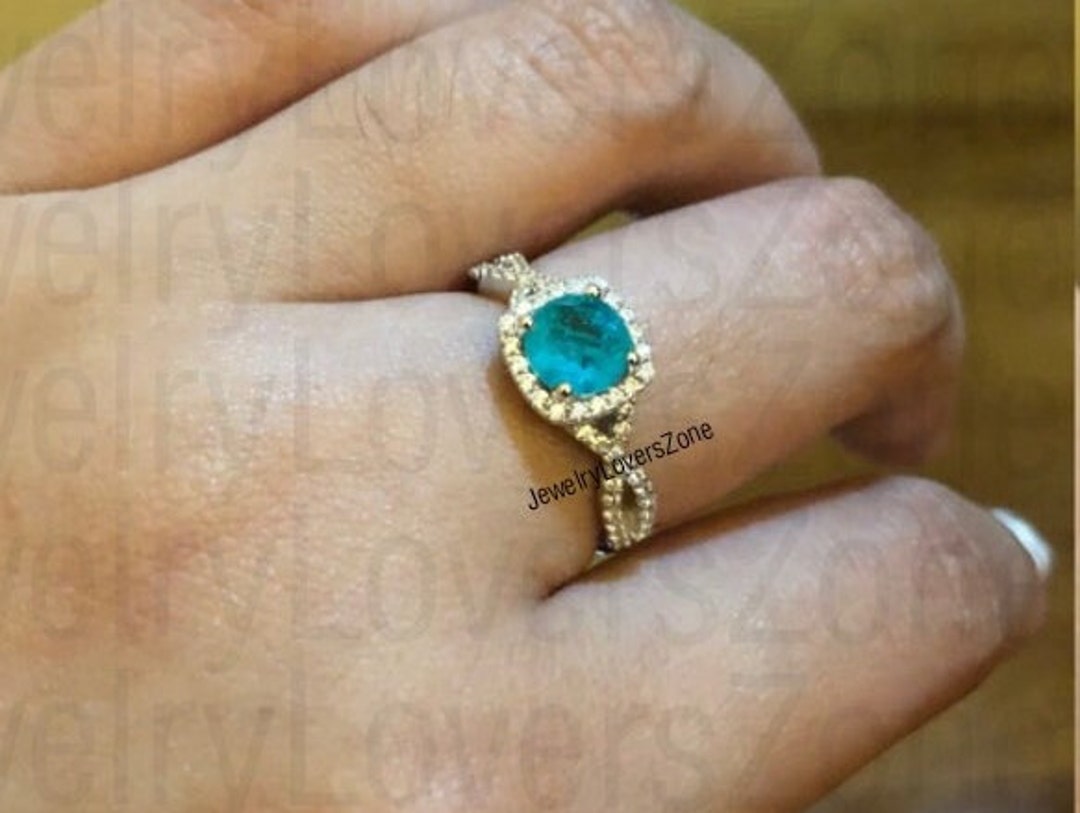 Lab Paraiba Tourmaline Ring- Sterling Silver Brazilian Paraiba ...