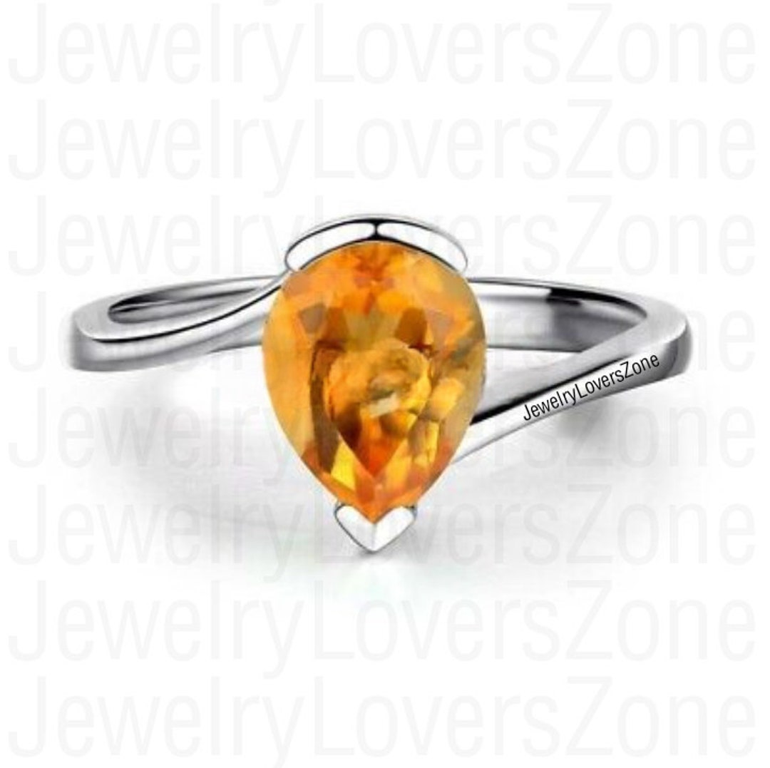 Pear Cut Topaz Ring-november Birthstone Yellow Topaz Ring-natural ...