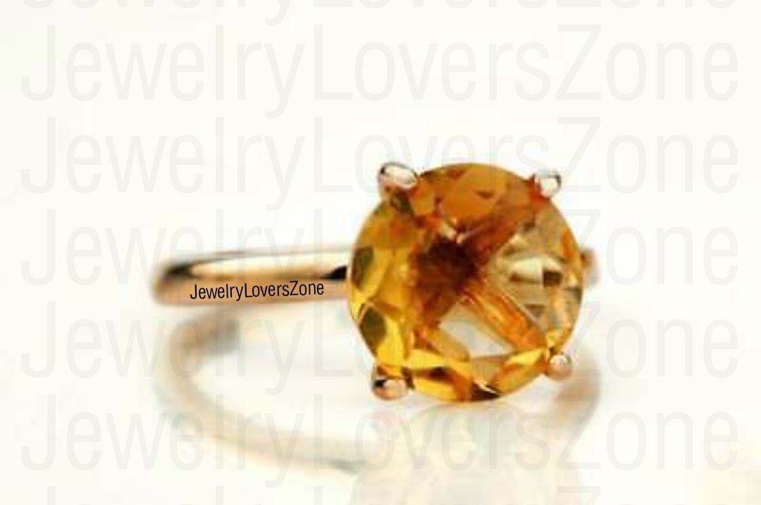 Birthstone Yellow Topaz Ring-natural Golden Topaz Ring-round Cut Topaz ...