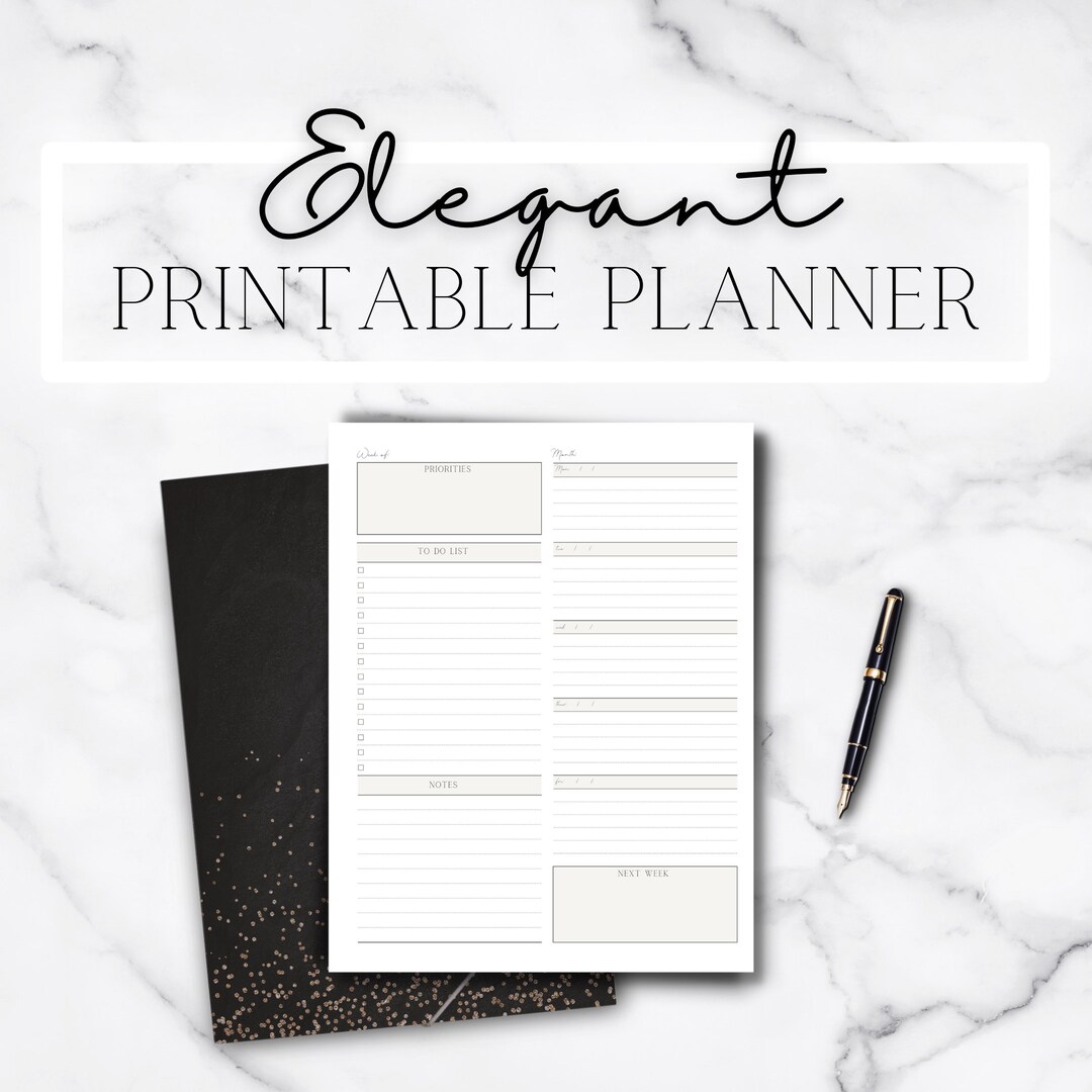 Undated Weekly Printable Planner | Elegant | Minimalist | Executive ...