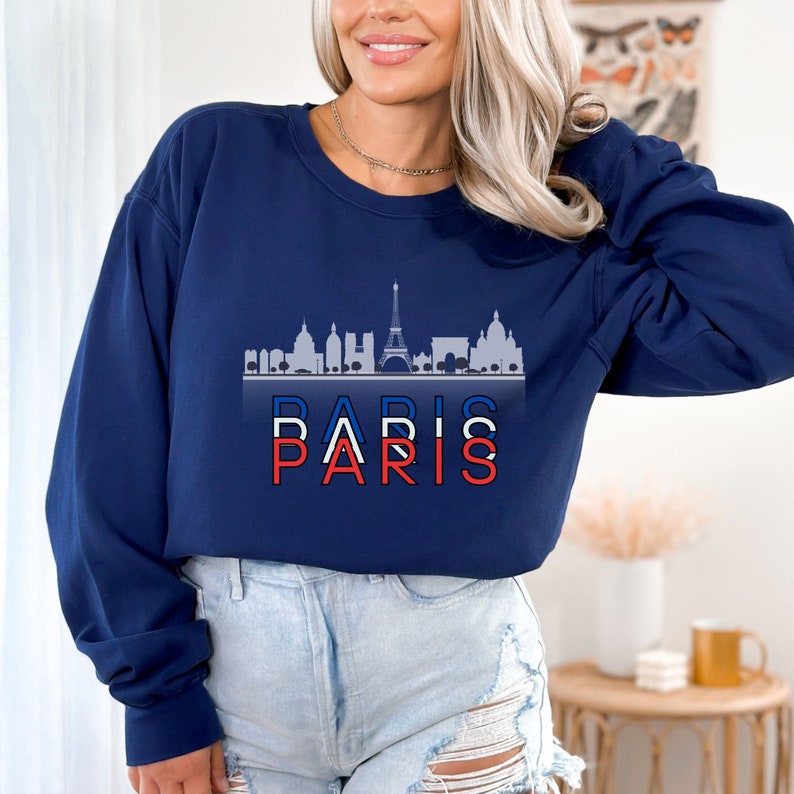Paris France Sweatshirt, Comfort Colors C1566, Paris Skyline, Travel ...