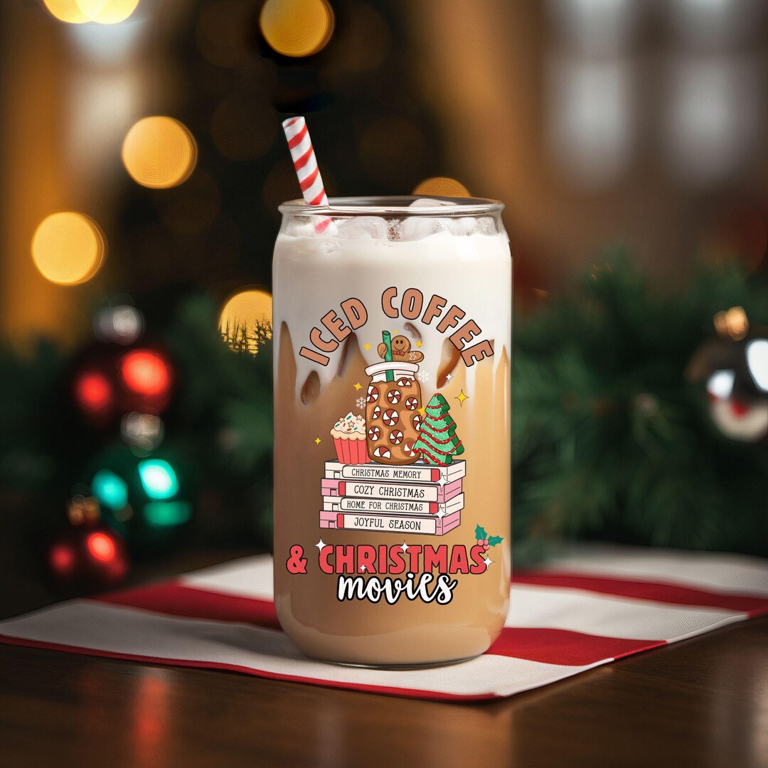 Christmas Movie Sipper Glass, Personalized Holiday Films Tumbler, Iced ...