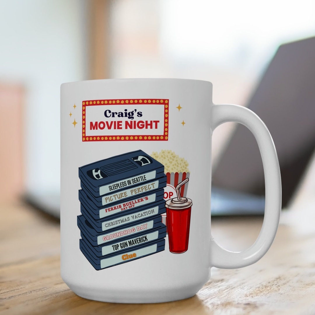 Custom Favorite Movie Coffee Mug, VHS Movie Lover Tea Mug, Movie Buff ...