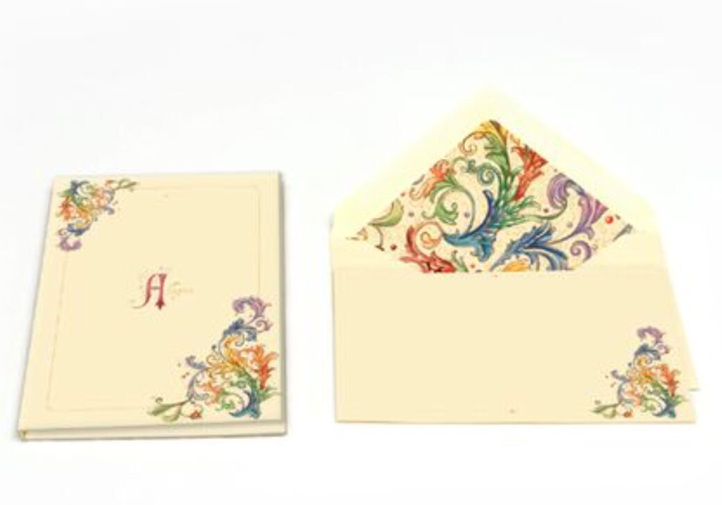 ITALIAN Fine Art Paper Stationery Set, Florentine Note Cards, Envelope ...