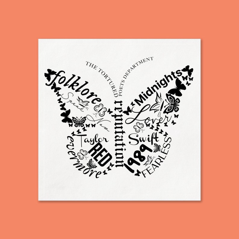 Taylor Swift Swiftie Cocktail Party Napkins, Album Covers Butterfly ...