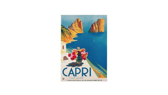 Authentic Vintage Capri Travel Poster of Capri Beach Design - Etsy