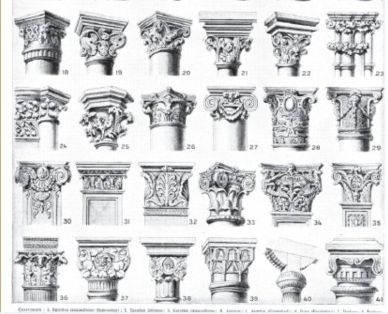 Architecture Poster, Hand-illustrated Column Details, Comprehensive ...