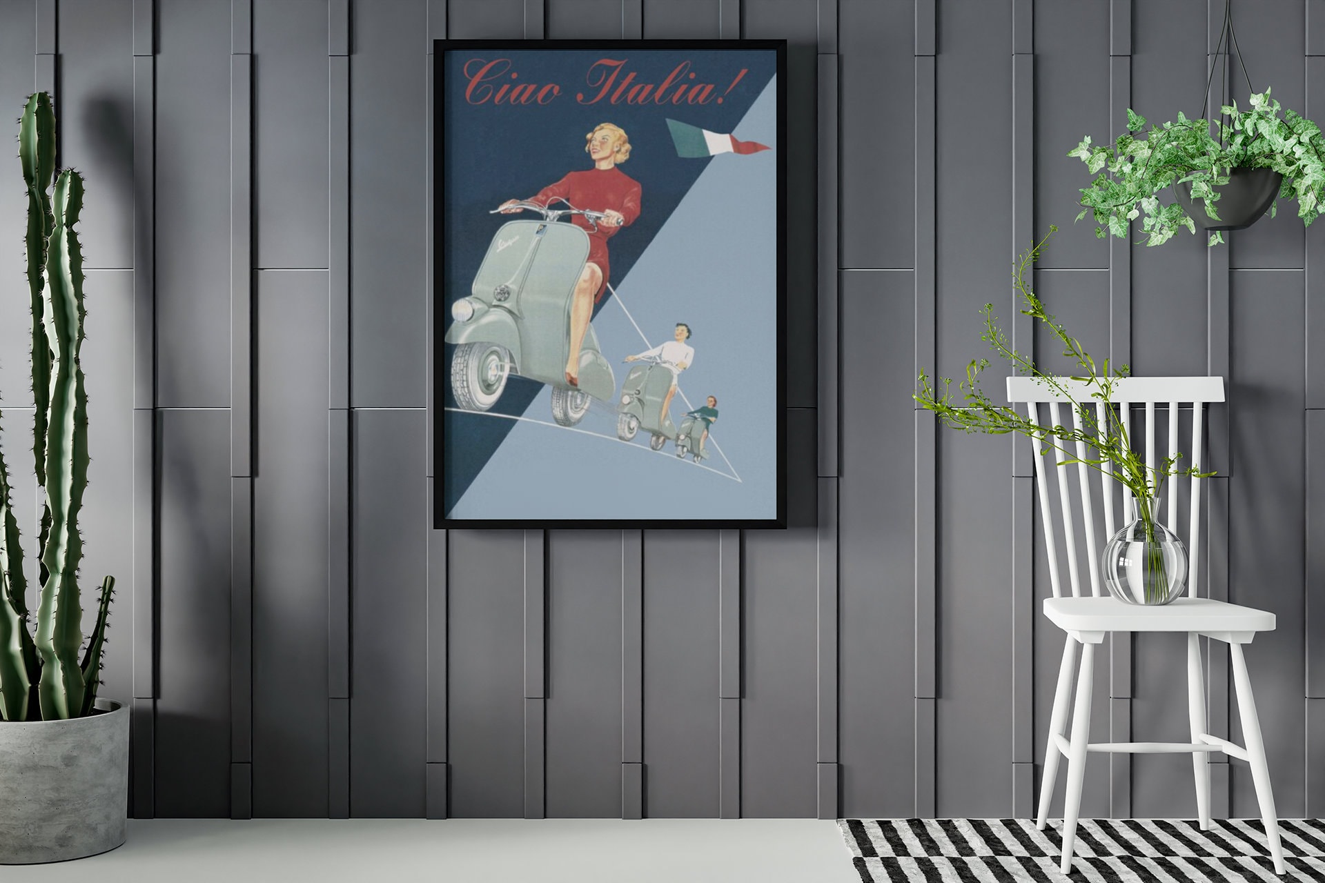 Ciao Italia, Vespa Scooter Vintage Style Italian Poster, Classic Women ...