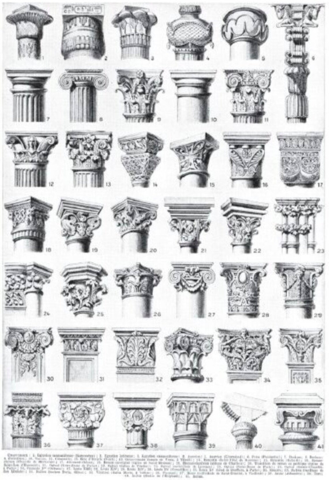 Architecture Poster, Hand-illustrated Column Details, Comprehensive ...