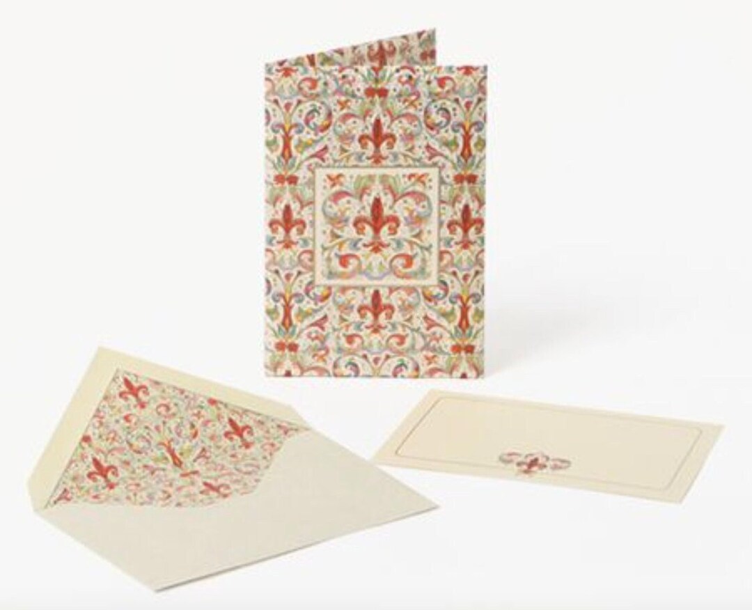 ITALIAN Fine Art Paper Stationery Set, Florentine Note Cards, Envelope ...