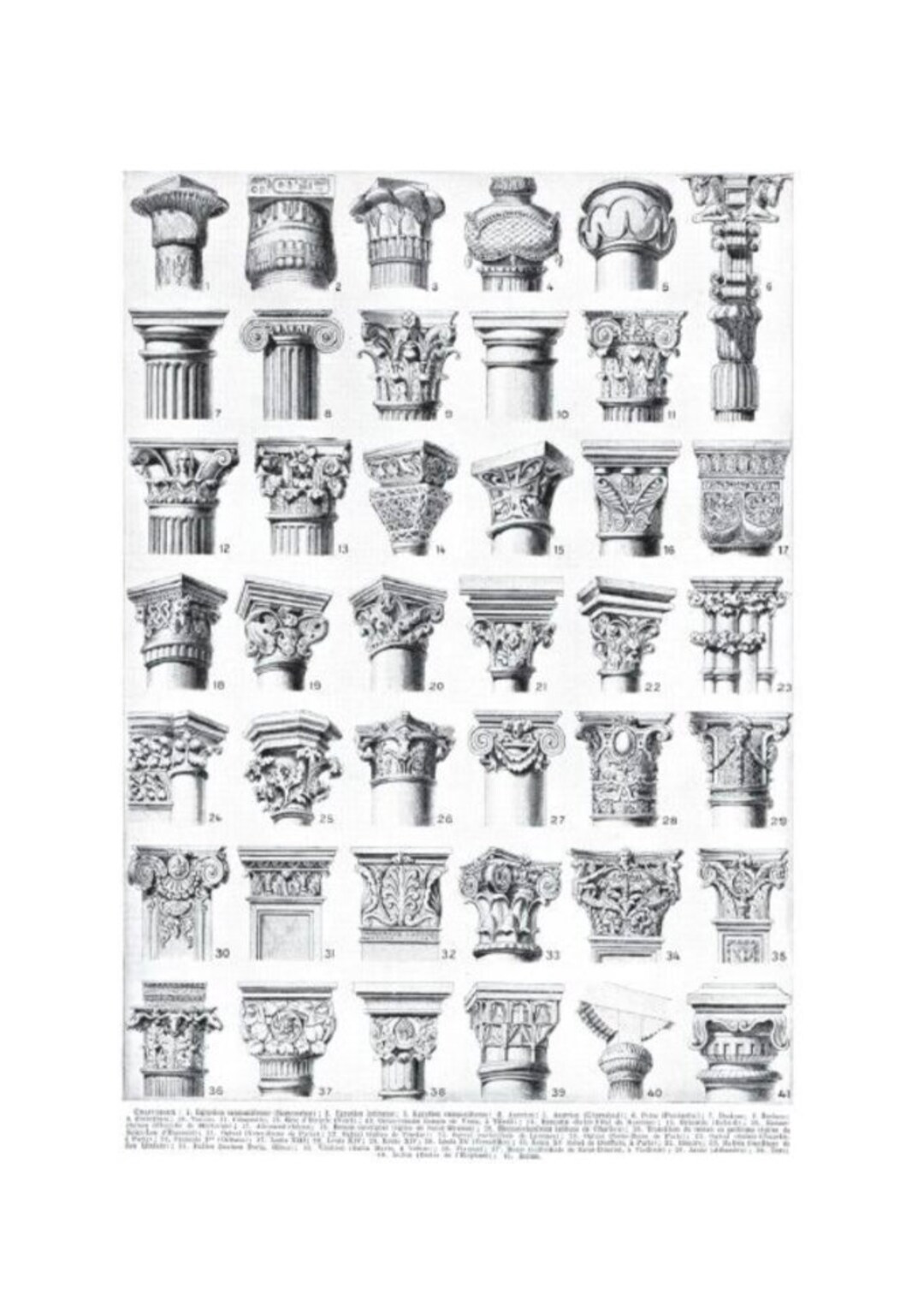 Architecture Poster, Hand-illustrated Column Details, Comprehensive ...