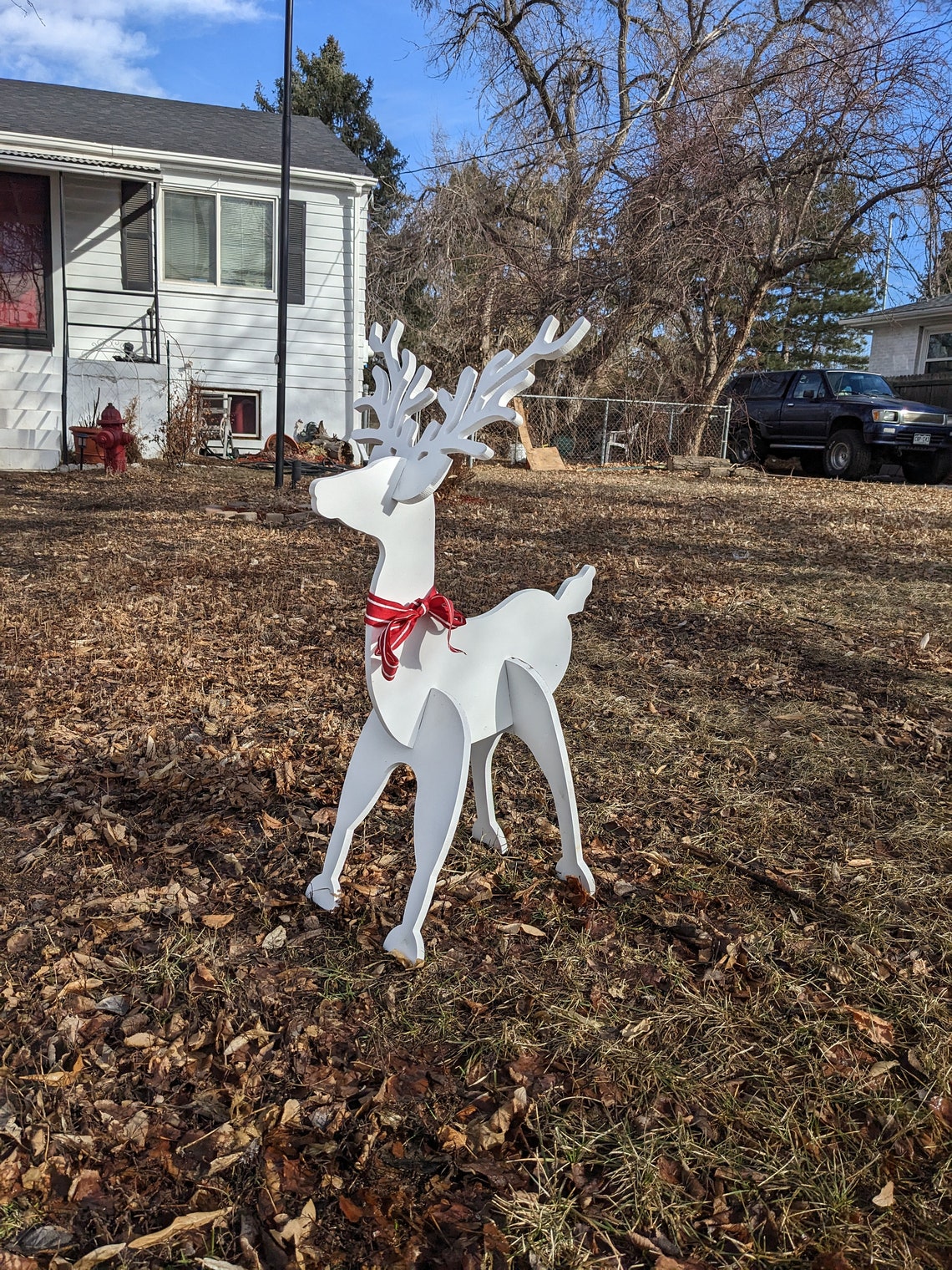 Wood Reindeer Yard Art, Lawn Set, Deer Cut Out Decoration, - Etsy