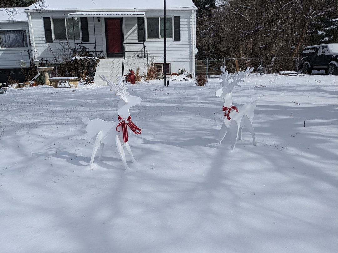 Wood Reindeer Yard Art, Lawn Set, Deer Cut Out Decoration, - Etsy