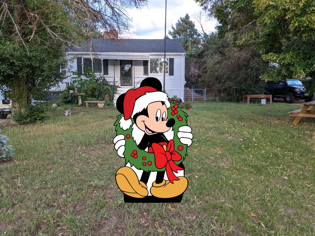 Mickey Christmas Wreath Yard Art Set Christmas Decor - Etsy