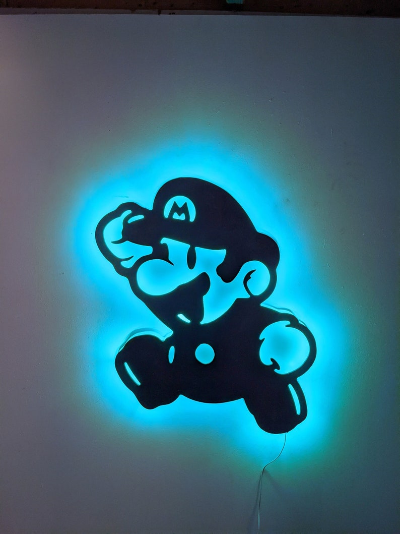 Illuminated Super Mario LED Wall Art, Glow in the Dark Wall Art, Game ...
