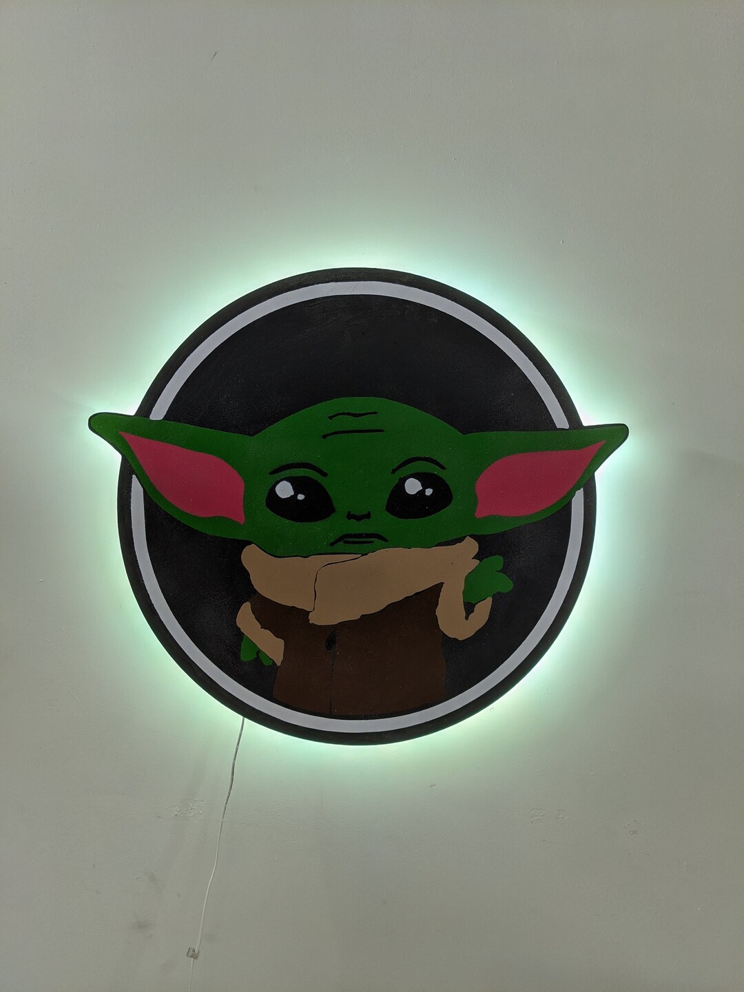 Illuminated Baby Yoda LED Wall Art, Glow in the Dark Wall Art, Game ...