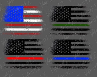 Faded USA Flag - PNG - Thin Blue Line Thin Red Line Thin Green Line - Etsy
